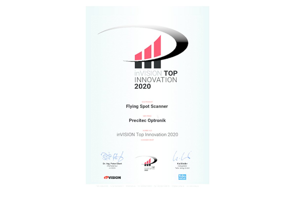 Flying Spot Scanner awarded as inVISION Top Innovation 2020