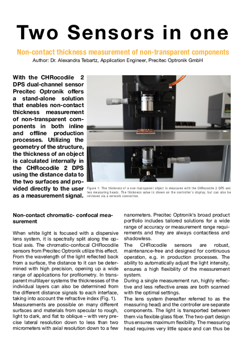 Non-contact thickness measurement of non-transparent components